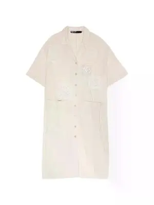 Bimba Y Lola Beige Shirt Dress With Crochet Details - Neutrals