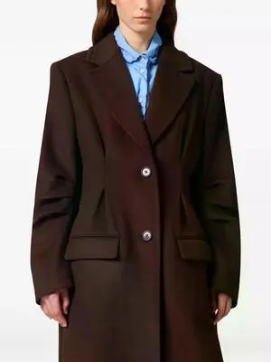 MSGM Pleated-sleeve Notched-lapels Coat