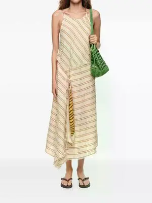 Bimba Y Lola Sarong Dress With Sand Striped Print Lining
