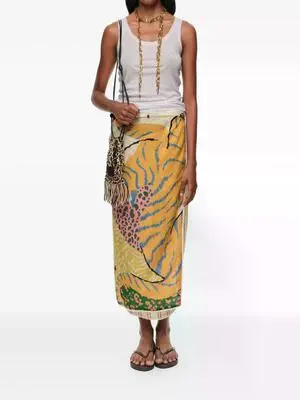 Bimba Y Lola Wild Patchwork Linen Sarong Skirt