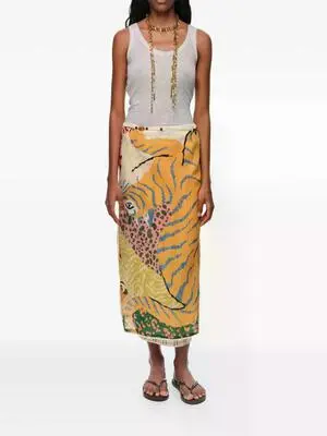 Bimba Y Lola Wild Patchwork Linen Sarong Skirt