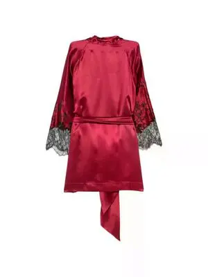 Carine Gilson Lace-trim Silk Kimono - Red