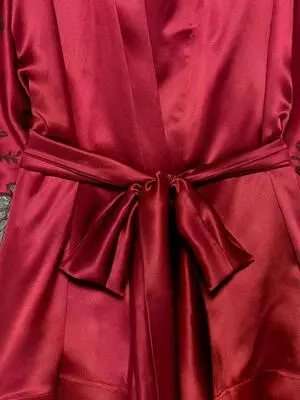 Carine Gilson Lace-trim Silk Kimono - Red
