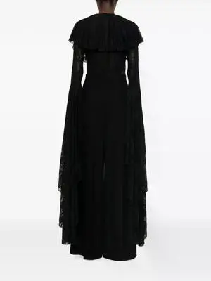 Norma Kamali Ruffled V-neck Lace Bodysuit