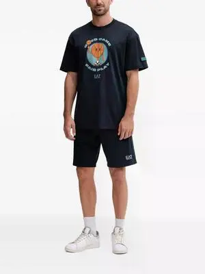 EA7 Graphic-print Cotton T-shirt - Blue