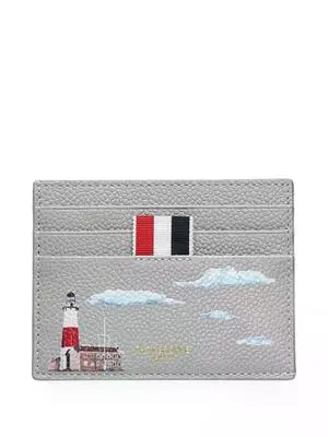 Thom Browne Pebbled-leather Card Holder - Grey