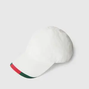 Gucci Cotton Canvas Baseball Hat With Web Trim - White