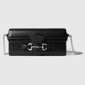 Gucci Wallet On Chain With Horsebit Leather - Black