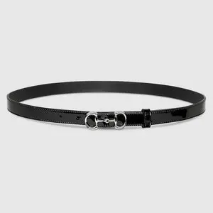 Gucci Thin Belt With Horsebit Buckle Leather - Black