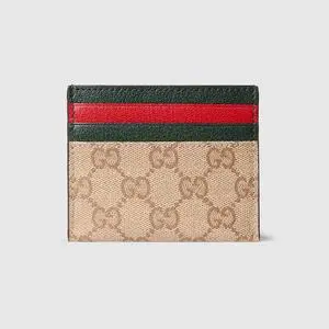 Gucci Card Case With Multicolor Slots Original Gg Fabric - Beige
