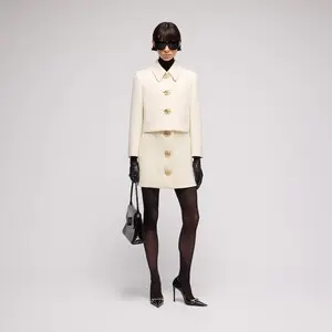 Gucci Crêpe Wool Jacket With Double G Button - White