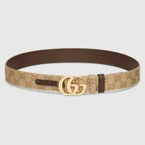 Gucci Cut Gg Marmont Reversible Belt Gg Canvas