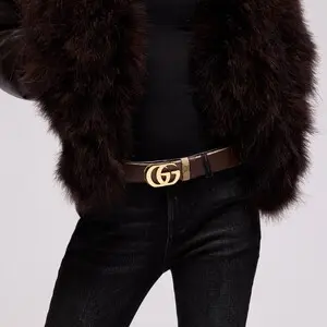 Gucci Cut Gg Marmont Reversible Belt Gg Canvas