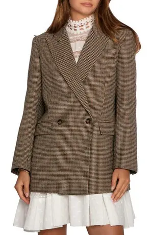 BELLE & BLOOM Double Breasted Plaid Blazer