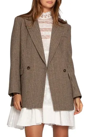 BELLE & BLOOM Double Breasted Plaid Blazer