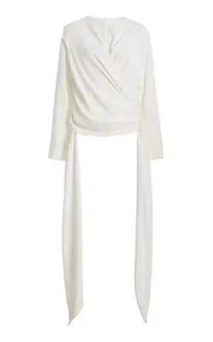 SLOAN Wrap Draped Chiffon Top