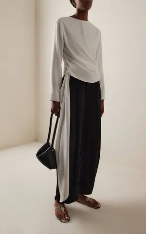 SLOAN Wrap Draped Chiffon Top