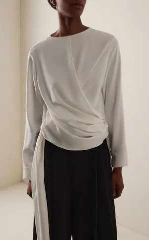 SLOAN Wrap Draped Chiffon Top