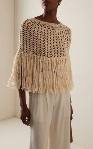 SLOAN Exclusive Fringed Crochet Capelet