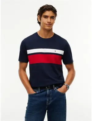Tommy Hilfiger Block Stripe T-shirt - Navy Blue