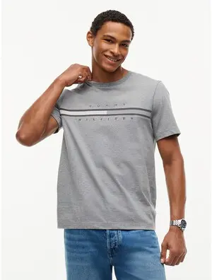Tommy Hilfiger Tonal Flag Logo T-shirt - Grey Heather