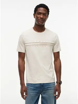 Tommy Hilfiger Tonal Flag Logo T-shirt - Beige Heather