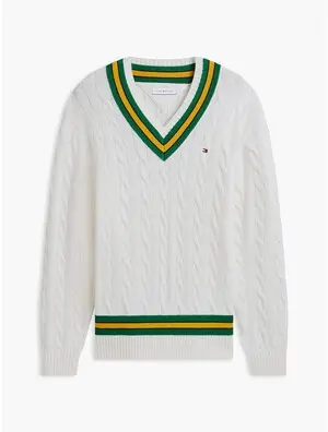 Tommy Hilfiger Relaxed Fit Cable Knit Cricket Sweater