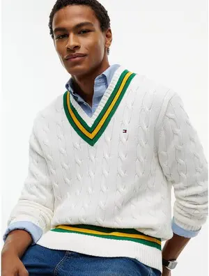 Tommy Hilfiger Relaxed Fit Cable Knit Cricket Sweater