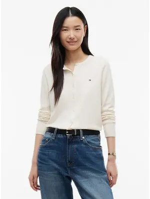 Tommy Hilfiger Fine Knit Cardigan With Logo Detail