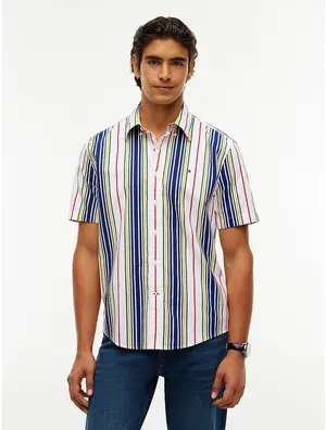 Tommy Hilfiger Regular Fit Multi-stripe Oxford Shirt - Optic White Multi