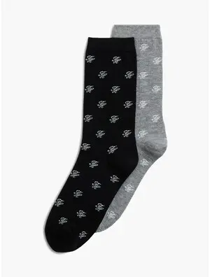 Tommy Hilfiger Script Monogram Trouser Sock 2-pack - Charcoal Htr/multi