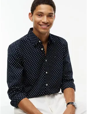 Tommy Hilfiger Regular Fit Mini Floral Print Shirt - Navy Blue