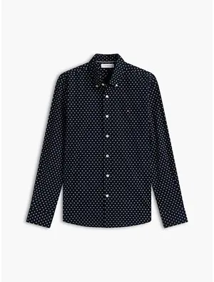 Tommy Hilfiger Regular Fit Mini Floral Print Shirt - Navy Blue