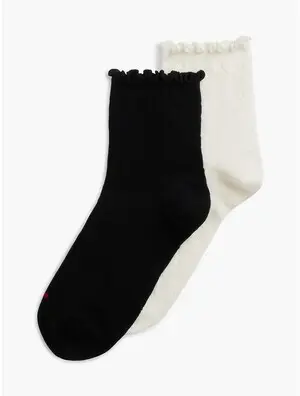 Tommy Hilfiger Pointelle Mini Trouser Sock 2-pack - Black/multi