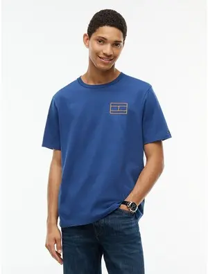 Tommy Hilfiger Embroidered Flag Logo T-shirt - Indigo Blue