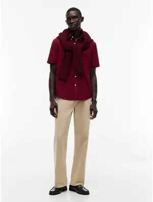 Tommy Hilfiger Regular Fit Short-sleeve Oxford Shirt - Burgundy