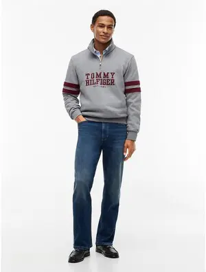 Tommy Hilfiger Varsity Stripe Quarter-zip Sweatshirt - Grey