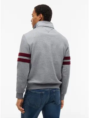 Tommy Hilfiger Varsity Stripe Quarter-zip Sweatshirt - Grey