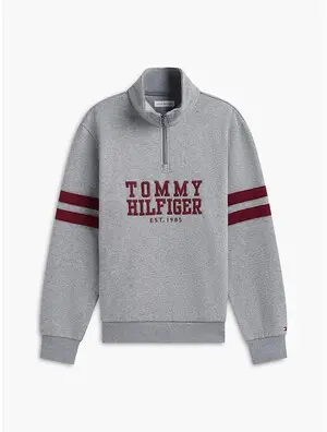 Tommy Hilfiger Varsity Stripe Quarter-zip Sweatshirt - Grey