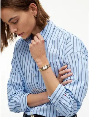 Tommy Hilfiger Relaxed Fit Striped Poplin Shirt - Light Blue