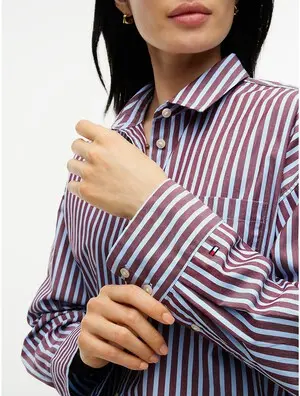 Tommy Hilfiger Oversized Striped Poplin Pocket Shirt