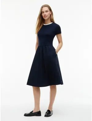 Tommy Hilfiger Mixed-media T-shirt Midi Dress - Navy Blue