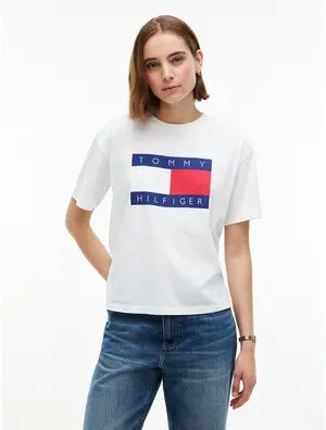 Tommy Hilfiger Flag Logo T-shirt - Ecru