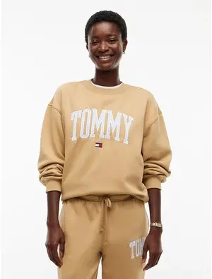 Tommy Hilfiger Varsity Logo Crewneck Sweatshirt - Classic Khaki