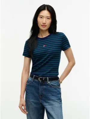 Tommy Hilfiger Mini Flag Logo Striped Favorite T-shirt - Preppy Navy