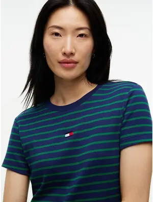 Tommy Hilfiger Mini Flag Logo Striped Favorite T-shirt - Preppy Navy