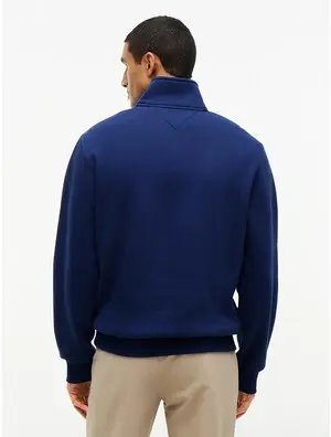 Tommy Hilfiger Flag Stripe Logo Quarter-zip Sweatshirt - Preppy Navy