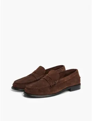 Tommy Hilfiger Suede Penny Loafers - Legacy Brown