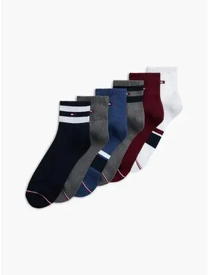 Tommy Hilfiger Stripe Mix Sport Quarter-top Sock 6-pack - Navy Blue Multi