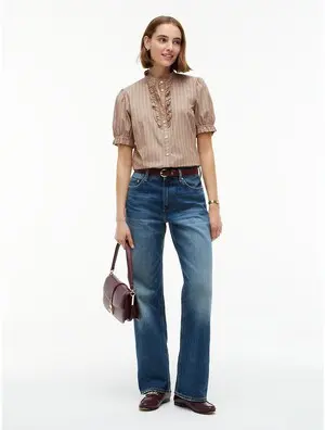 Tommy Hilfiger Striped Poplin Shirt With Ruffle Trim